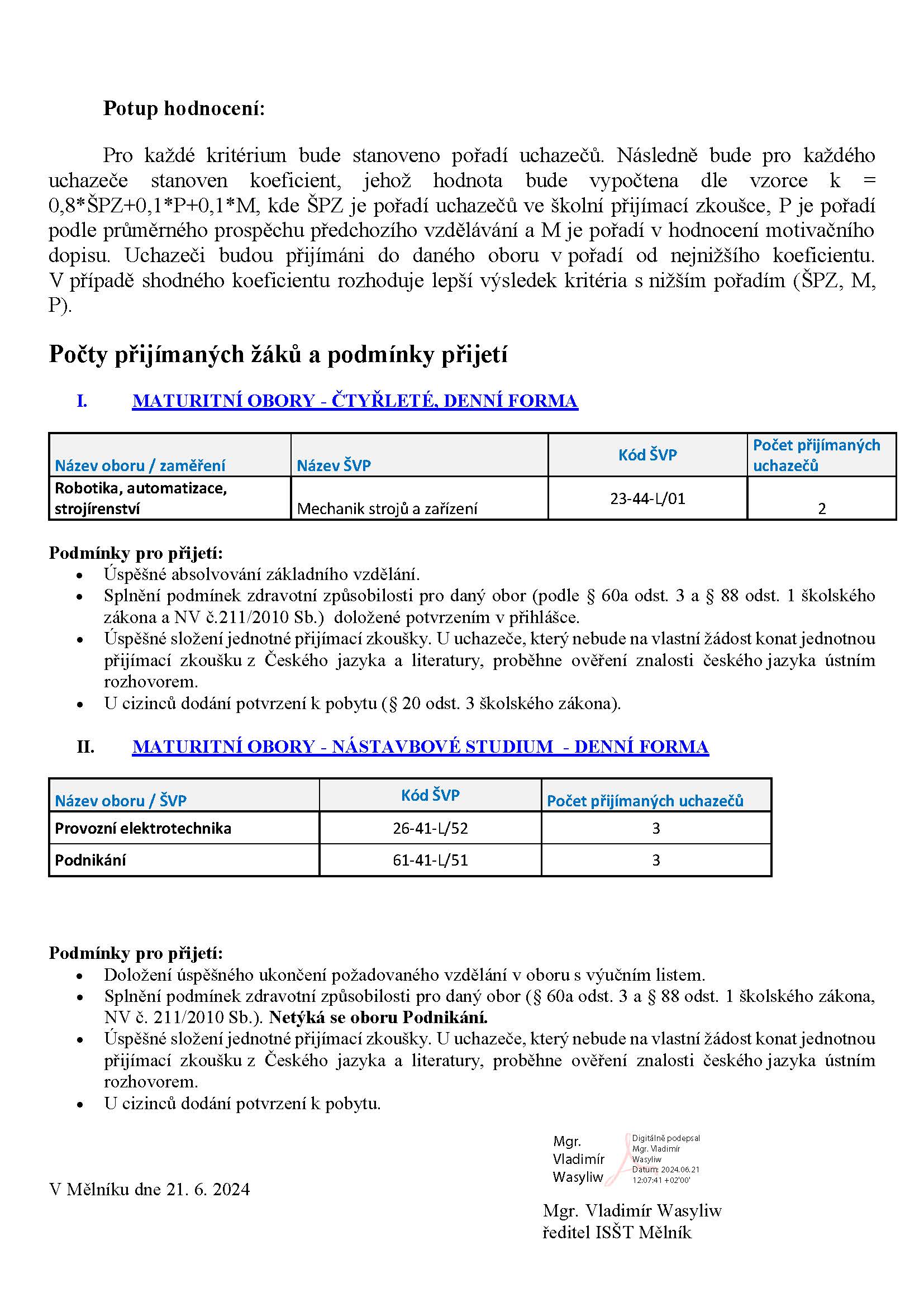 Kritéria pro přijímací řízení pro školní rok 2024/2025 – Integrovaná ... Kritéria pro přijímací řízení pro školní rok 2024/2025 – Integrovaná ...